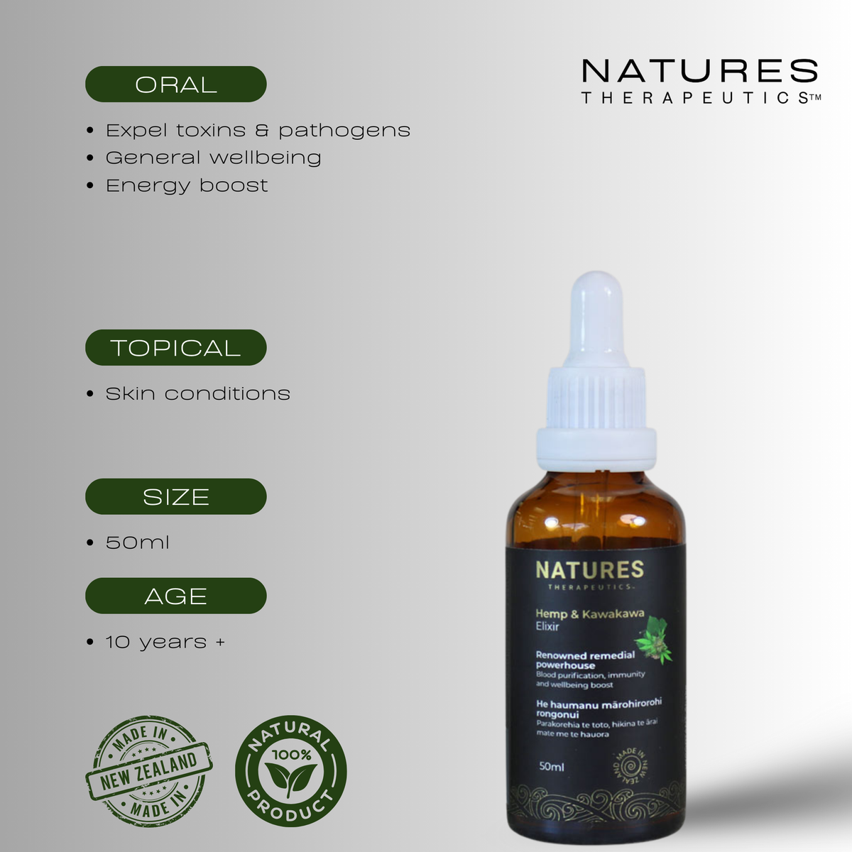 hemp & kawakawa elixir– Natures Therapeutics