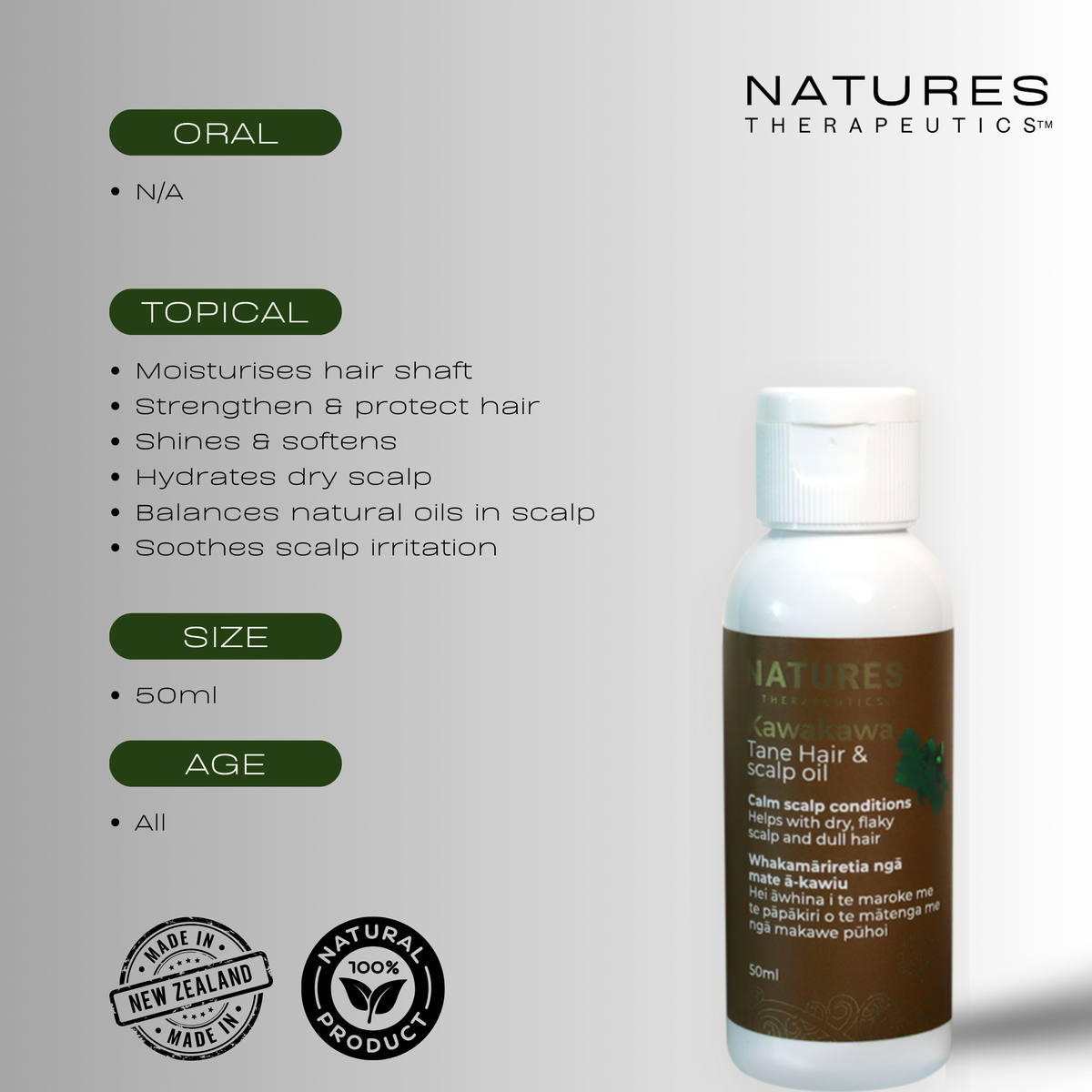 tane kawakawa hair n scalp oil– Natures Therapeutics